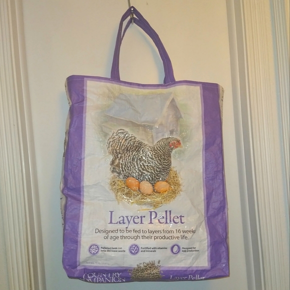 Hand Crafted | Bags | Purple Chicken Feed Bag Repurposed Shopping Bag Go Green | Poshmark